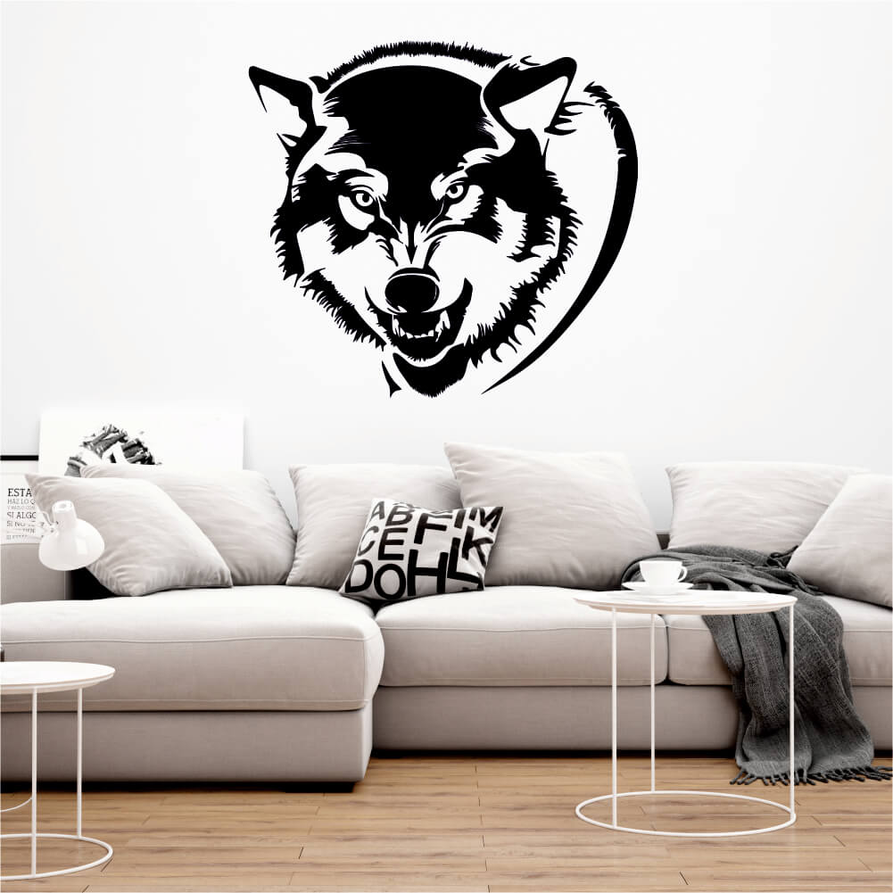 Sticker perete siluetă – Cap de lup • WallSign