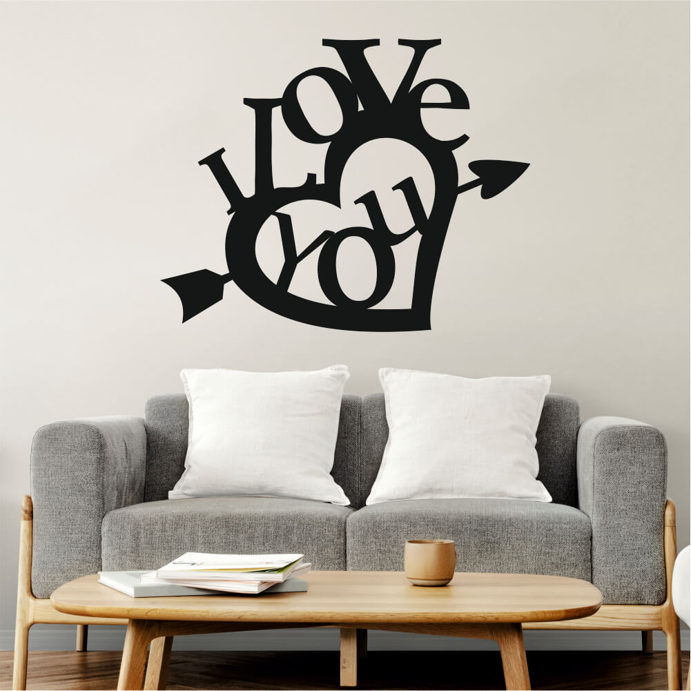 Sticker perete siluetă – I LOVE YOU Inimă cu săgeată • WallSign